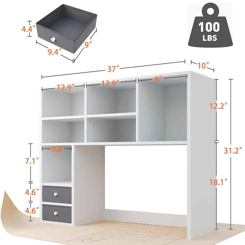 Hokku Designs Desktop Bookshelf,High-Capacity Desk Hutch Organizer ...