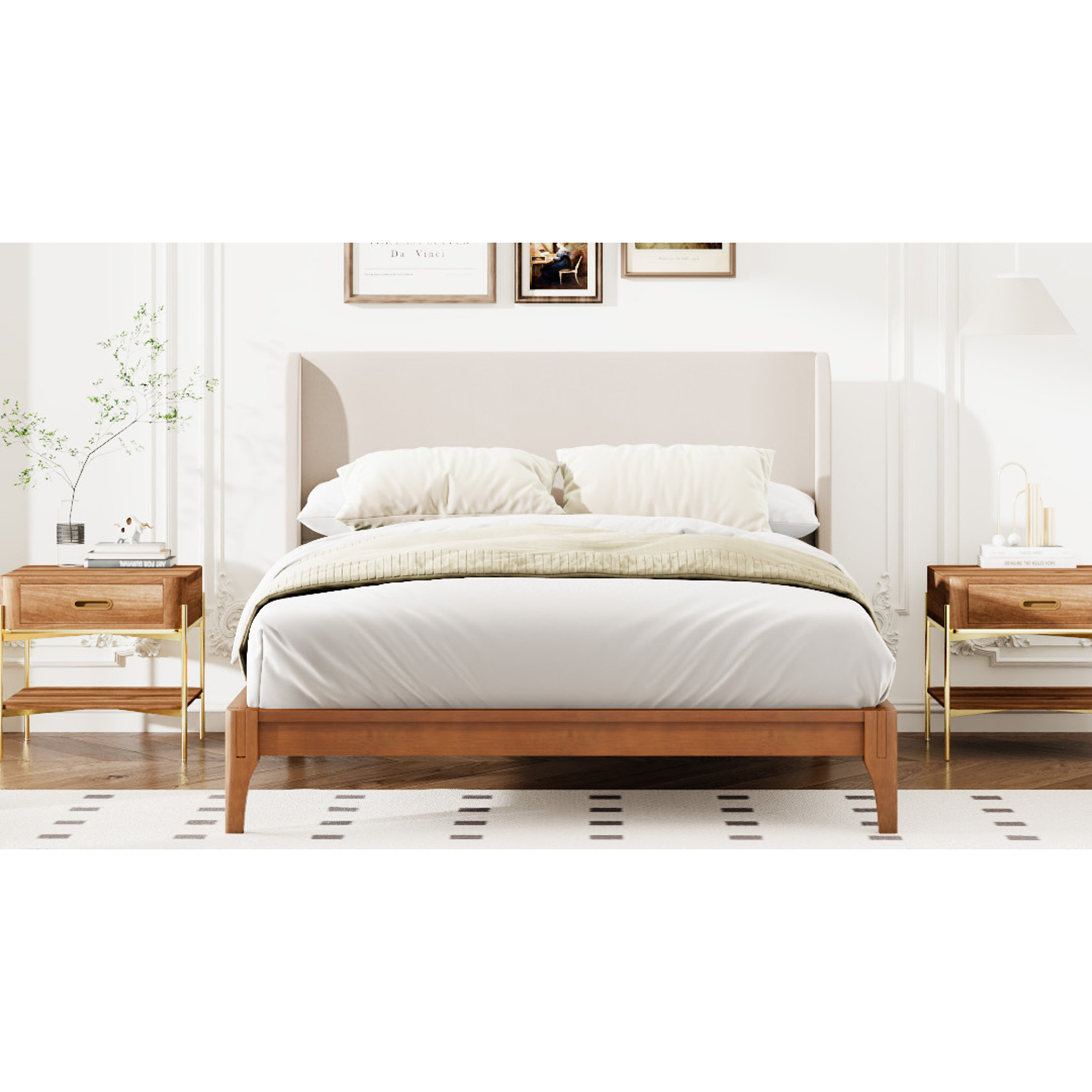 Lark Manor King Size Solid Dry Bamboo Wood 12 Inch Platform Bed with 48 ...