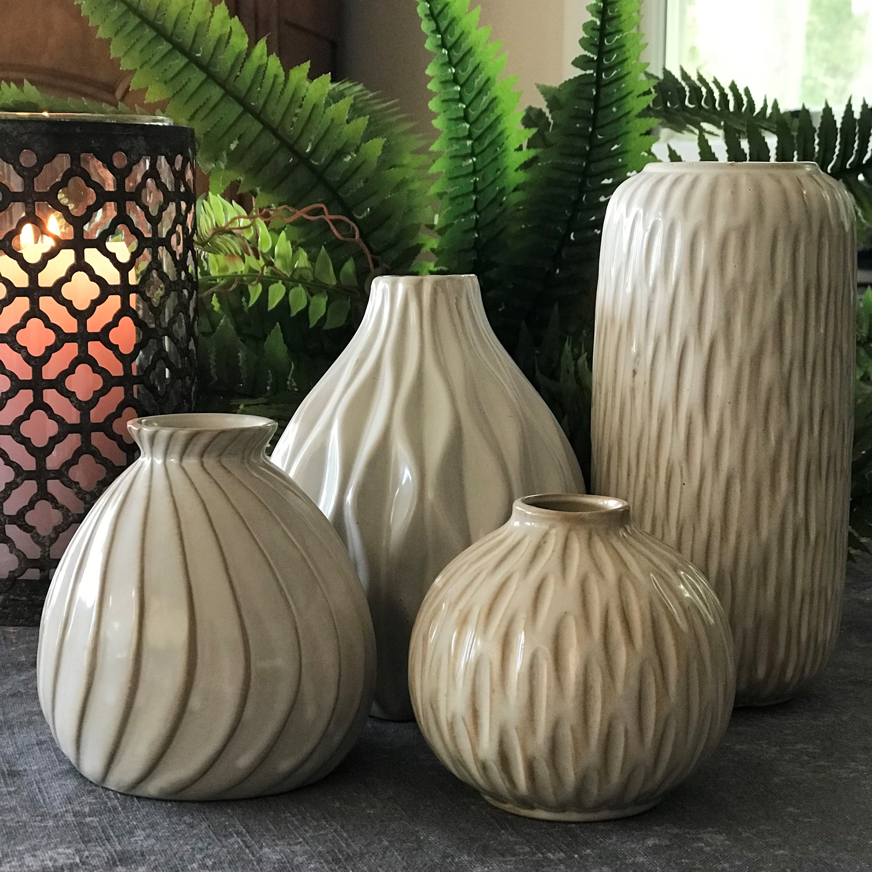 Dakota Fields 4 Piece Scandi Beige 7.5" Porcelain Table Vase Set ...