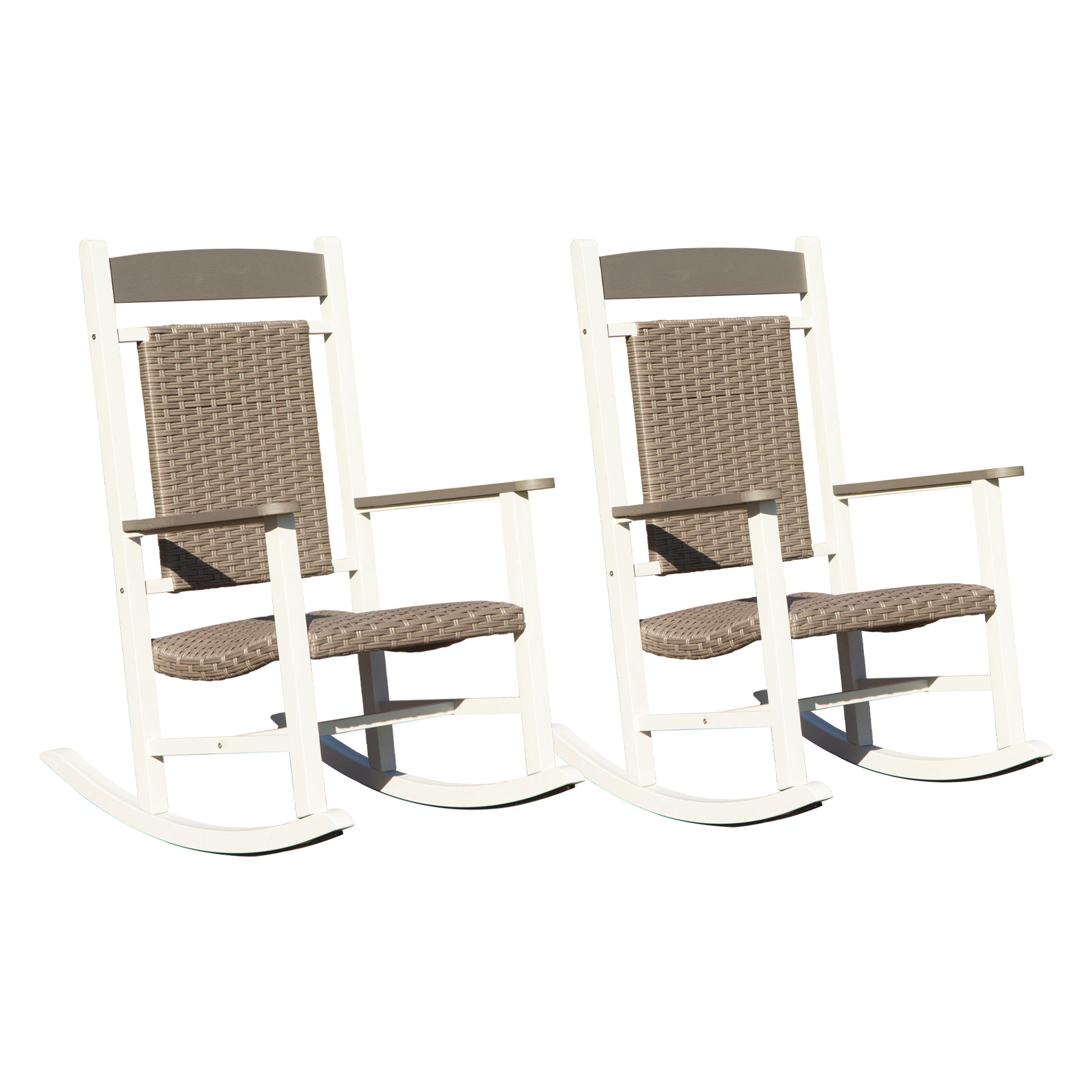 Rosecliff Heights Outdoor Rocking Chairs Set Of 2, Durable Hdpe Patio ...