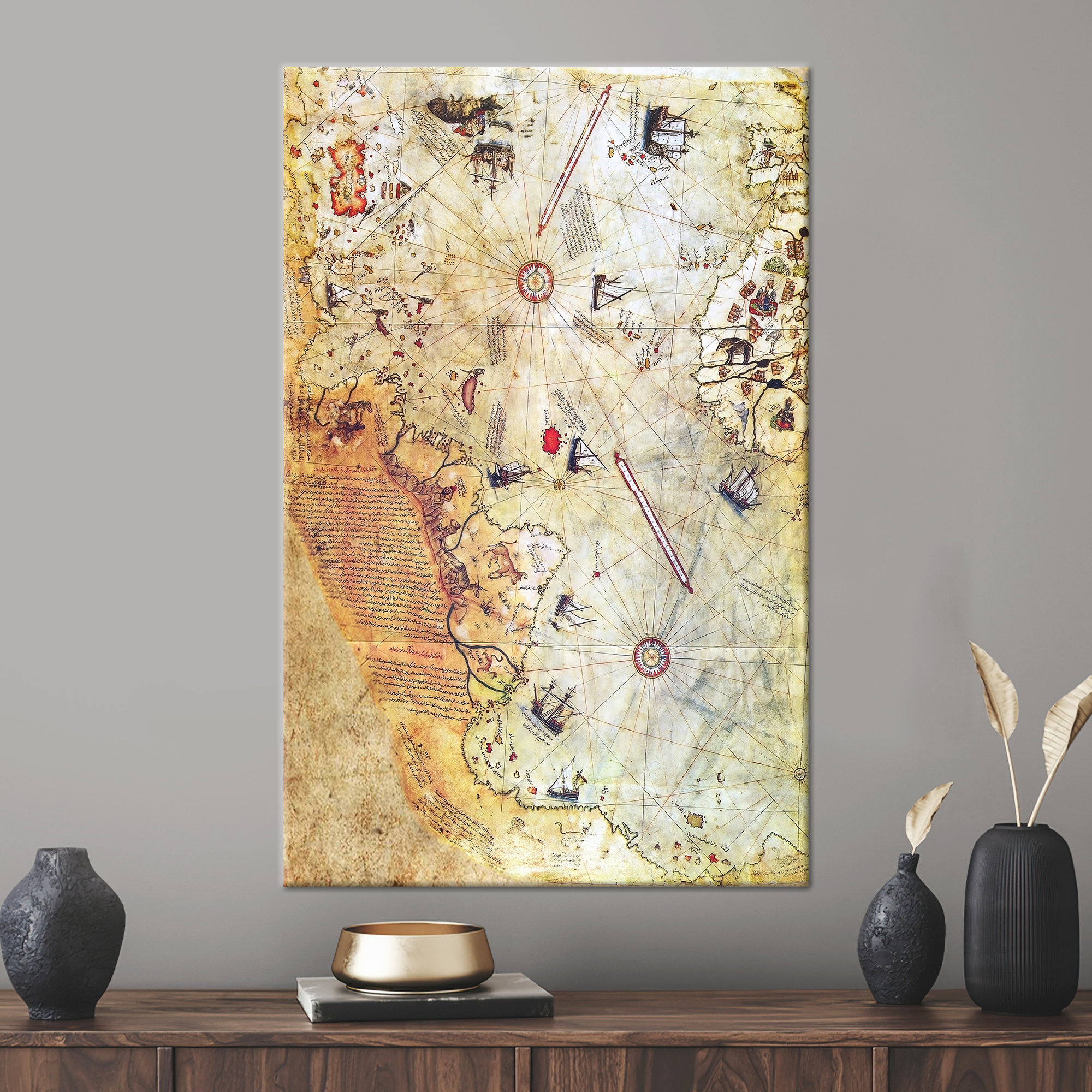 kayra export Antique Piri Reis World Map Canvas Art: Wall Decor and ...