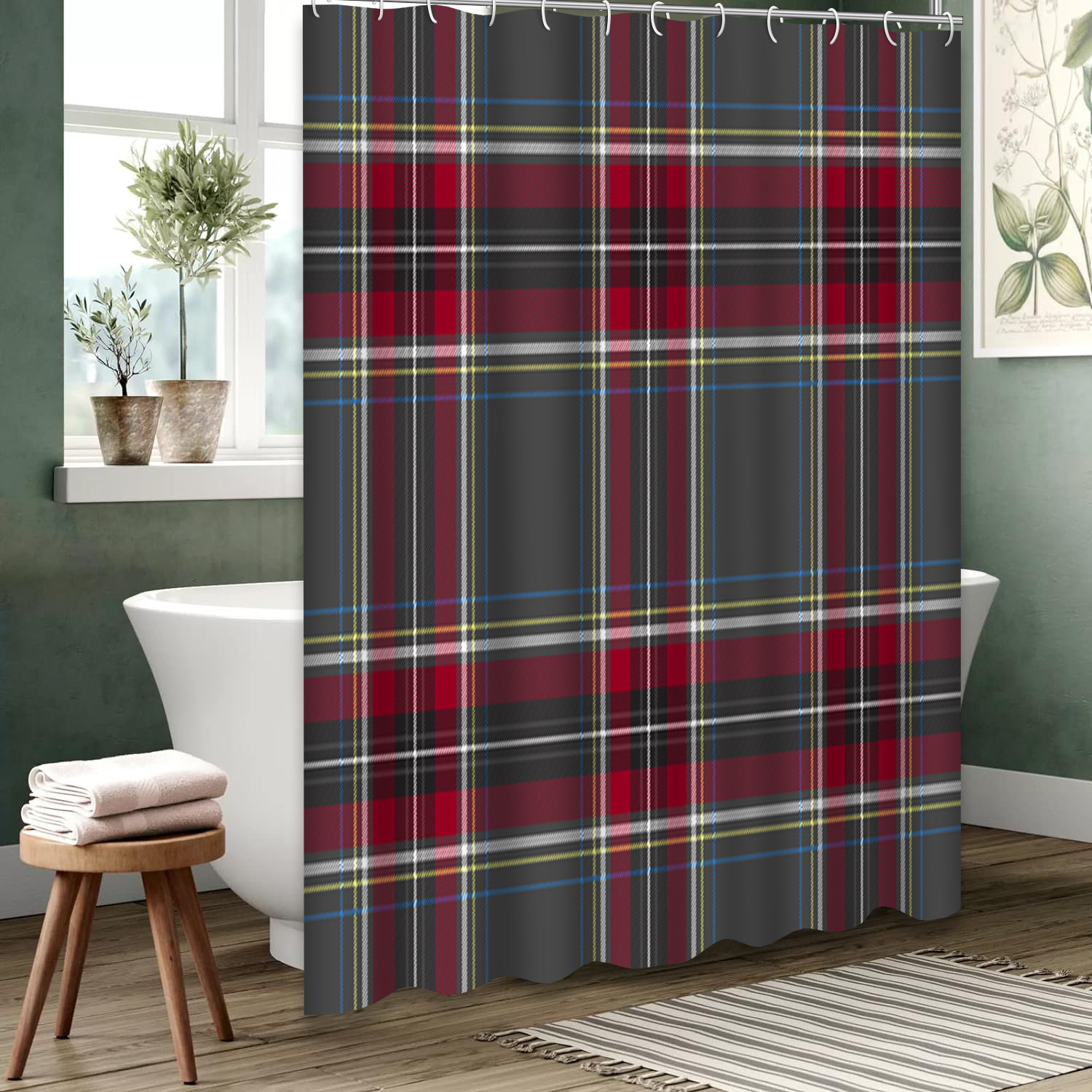 East Urban Home Modern Plaid Waterproof Shower Curtain - Celtic Check ...