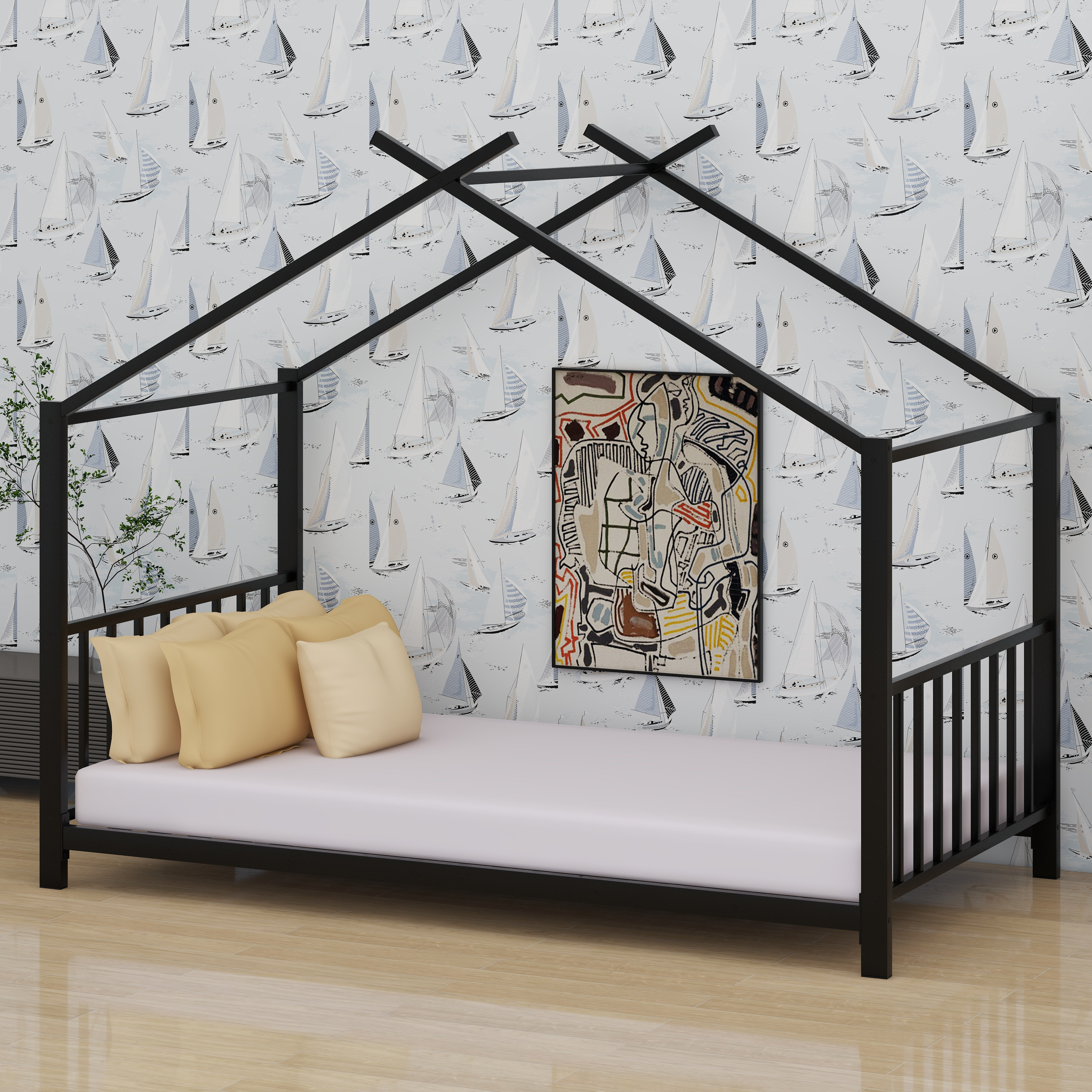 Ebern Designs Metal House Platform Bed | Wayfair