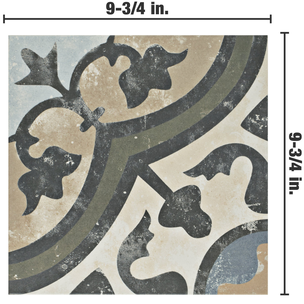 Merola Tile Evoque Arte Carthusian 10" x 10" Porcelain Patterned Wall ...