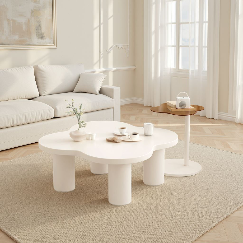 Ivy Bronx Modern Petal Coffee Table Set - 2-Piece Roman Column Leg ...