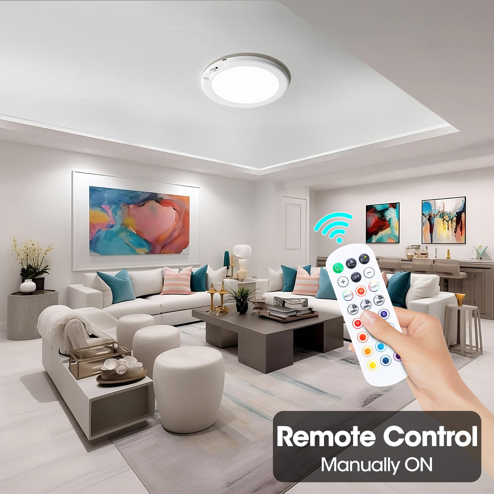 Wrought Studio™ Rechargeable Ceiling Light, Battery Powered Magnetic ...