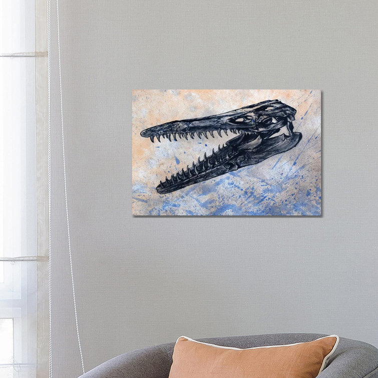 Happy Larry Mosasaurus Dinosaur Skull by Harm Plat - Wrapped Canvas ...