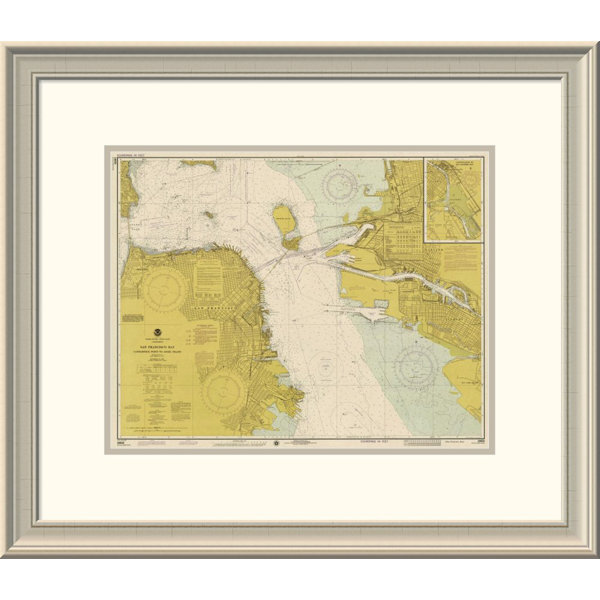 Bless international Nautical Chart - San Francisco Bay Ca. 1975 - Sepia ...