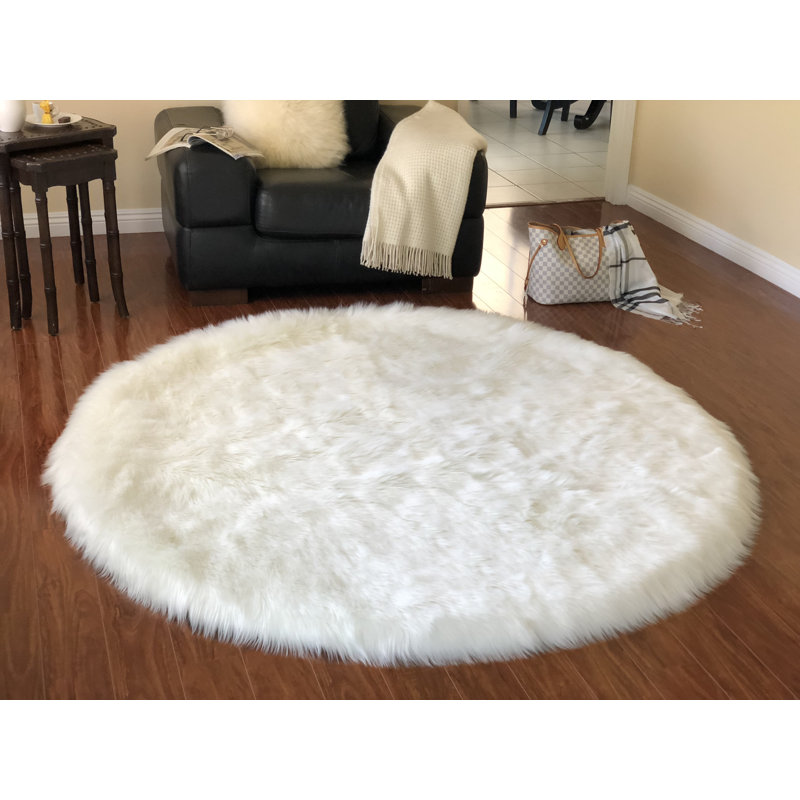 Union Rustic Whitner Faux Sheepskin Solid Color Rug & Reviews | Wayfair