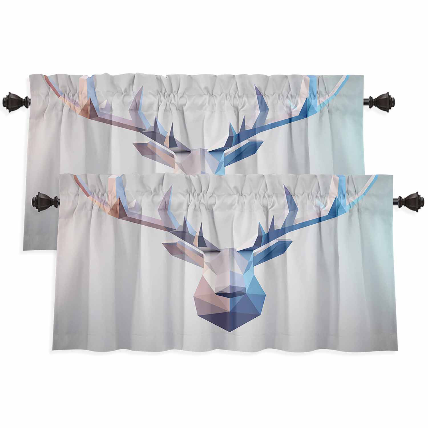 Ophelia & Co. White 52"W Deer Stag Graphic for Fold Polygon Window ...