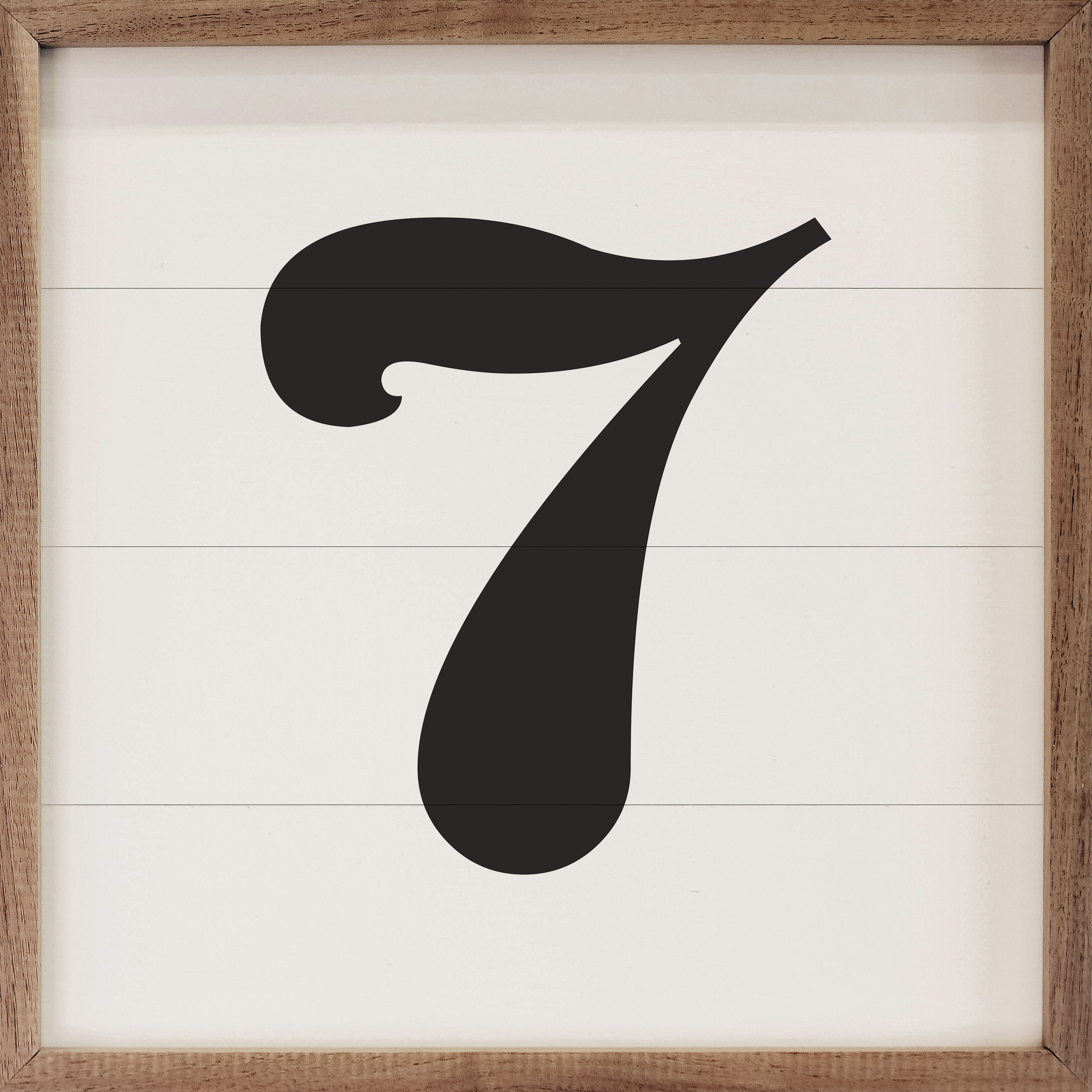 Ebern Designs Square Classic Number Seven White Framed On Wood | Wayfair