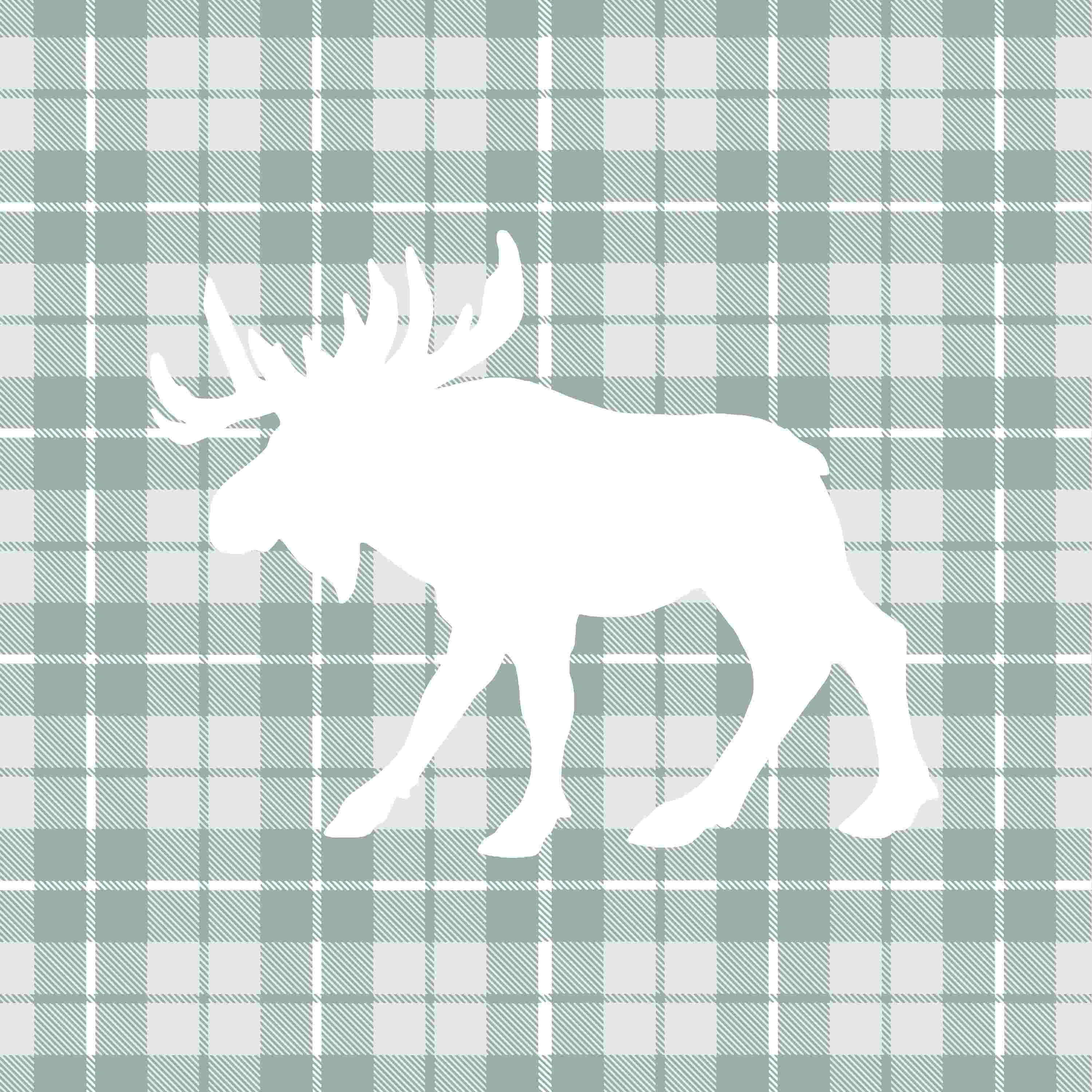 Millwood Pines Gray Plaid White Moose by - on | Wayfair