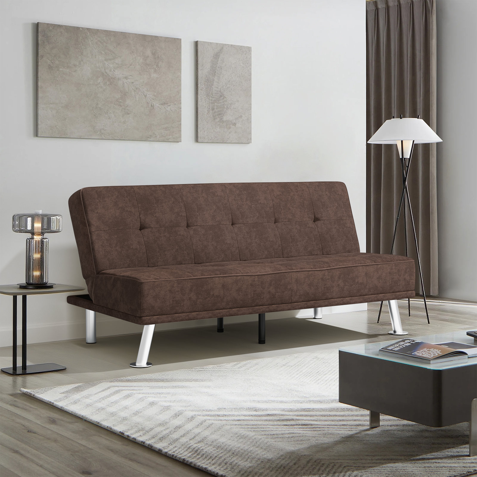 Ebern Designs Futon Sofa Bed With Adjustable Backrest - Wayfair Canada