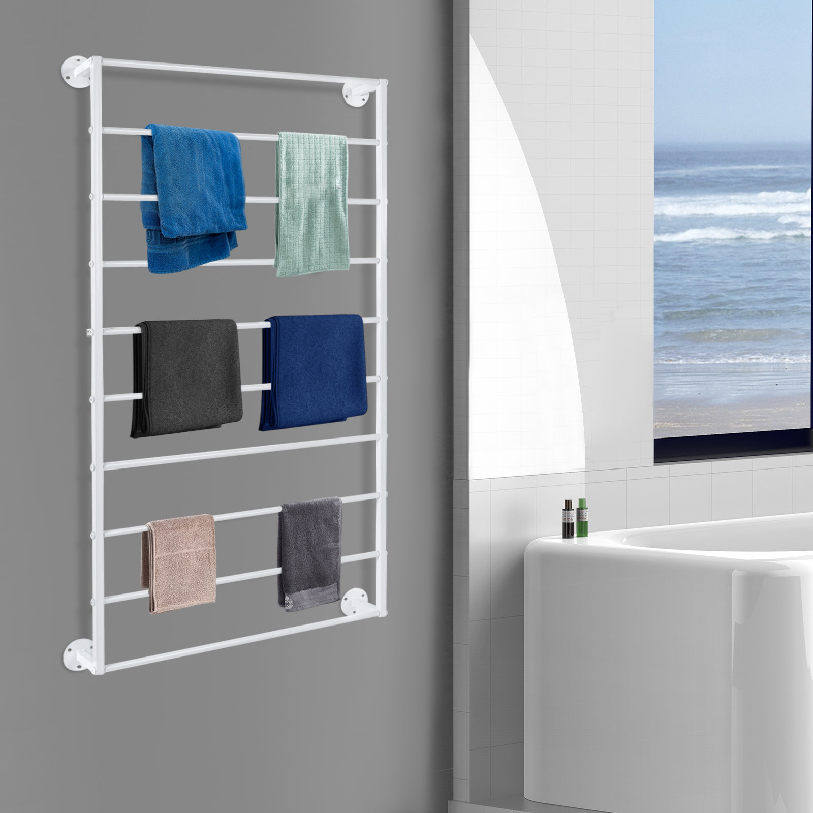 DALELEE 10-Tier Wall Mounted Towel Storage Holder Rack | Wayfair
