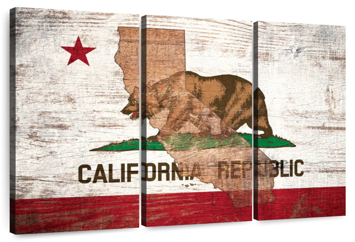 Ebern Designs Borges State Map Over California Flag - Wayfair Canada