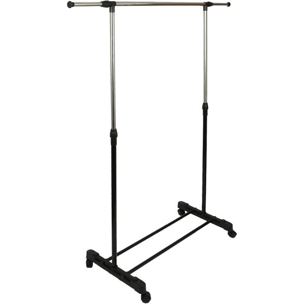 Rebrilliant Arie Adjustable Rolling Clothing Rack Rail With Wheels ...