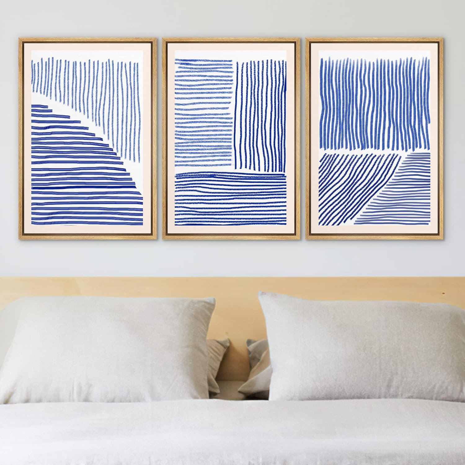 IDEA4WALL Navy Blue Geometric Abstract Color Block Lines Minimalist ...