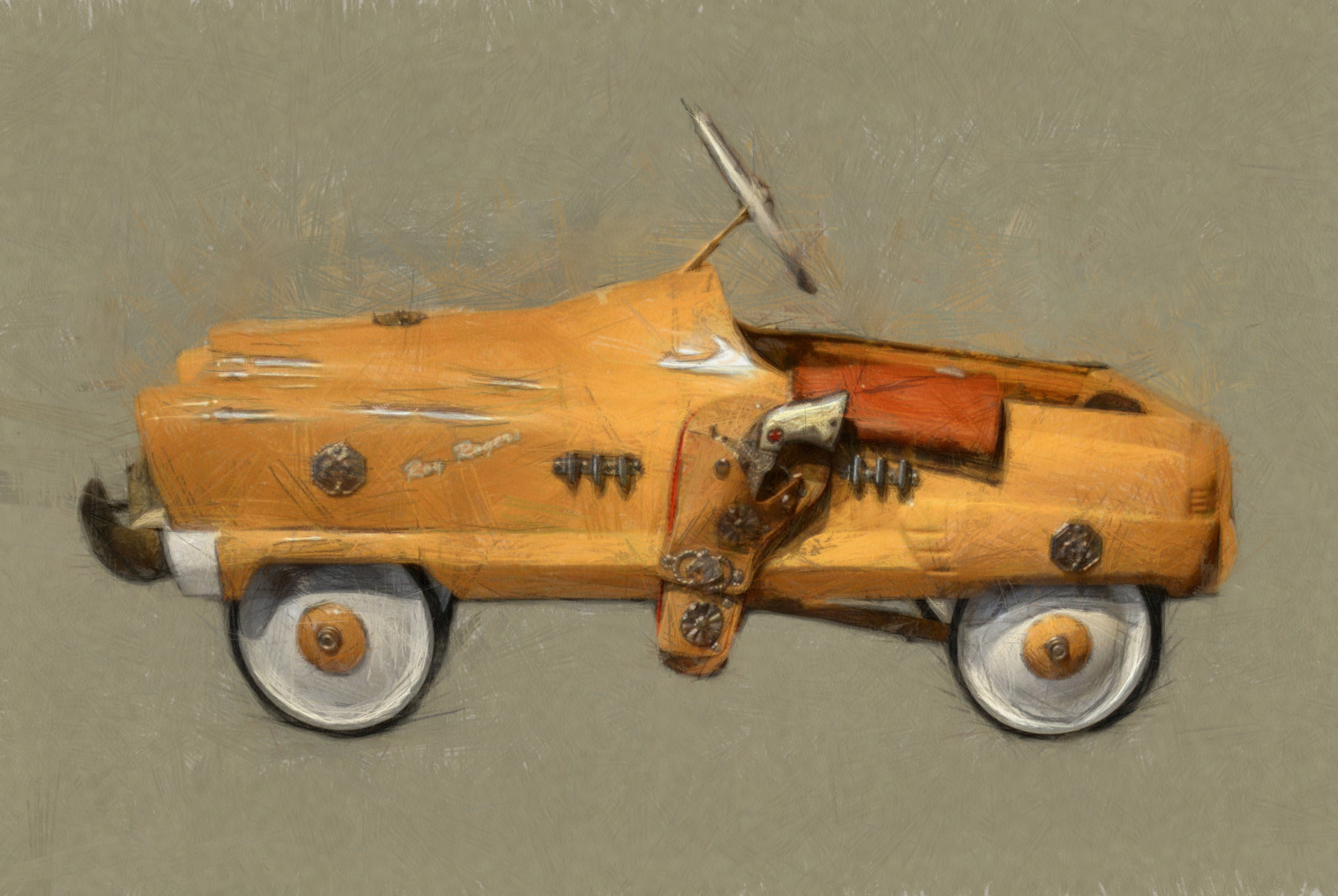 Williston Forge Anaika Roy Rogers Pedal Car On Canvas by Michelle ...