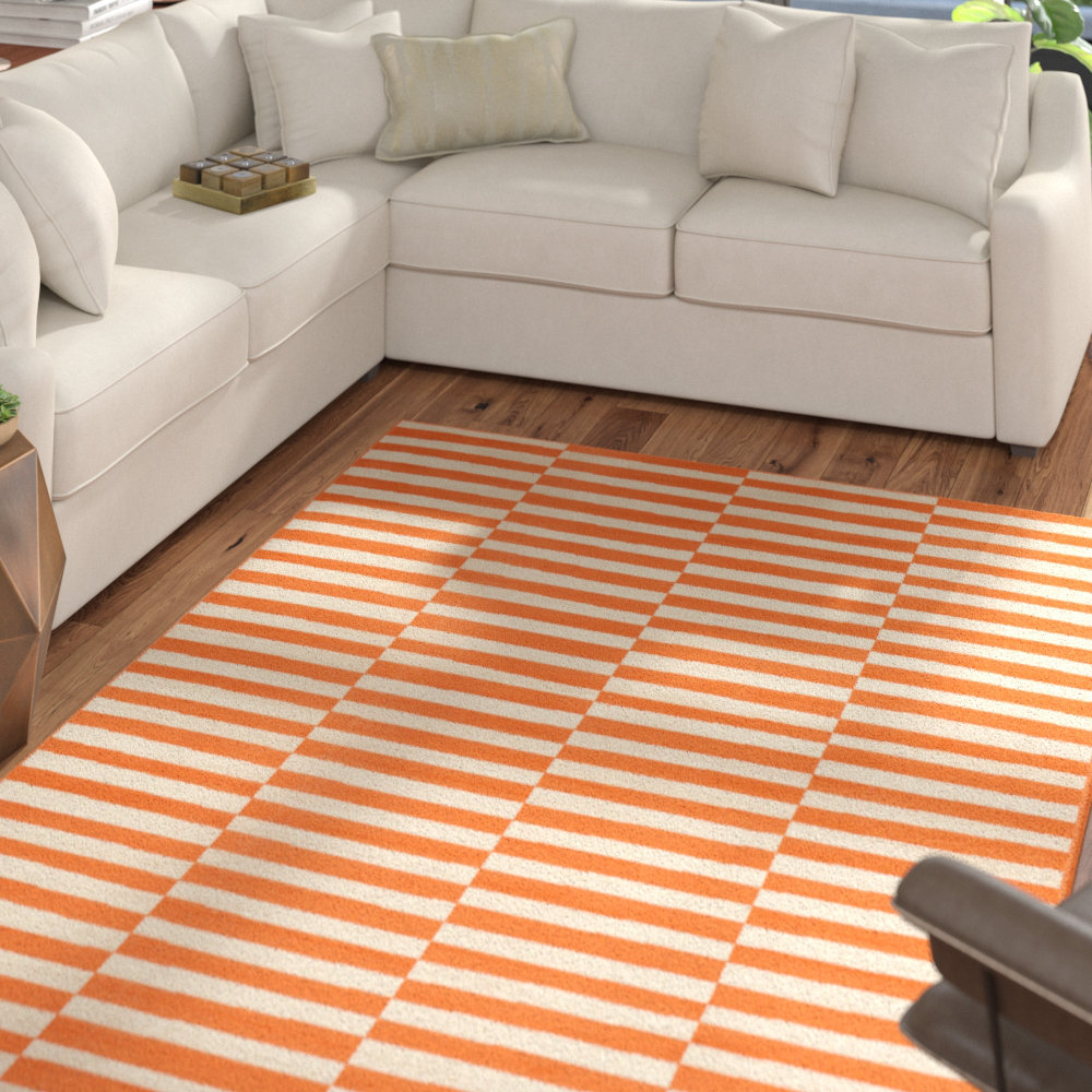 Zipcode Design™ Kyree Striped Orange Area Rug & Reviews | Wayfair