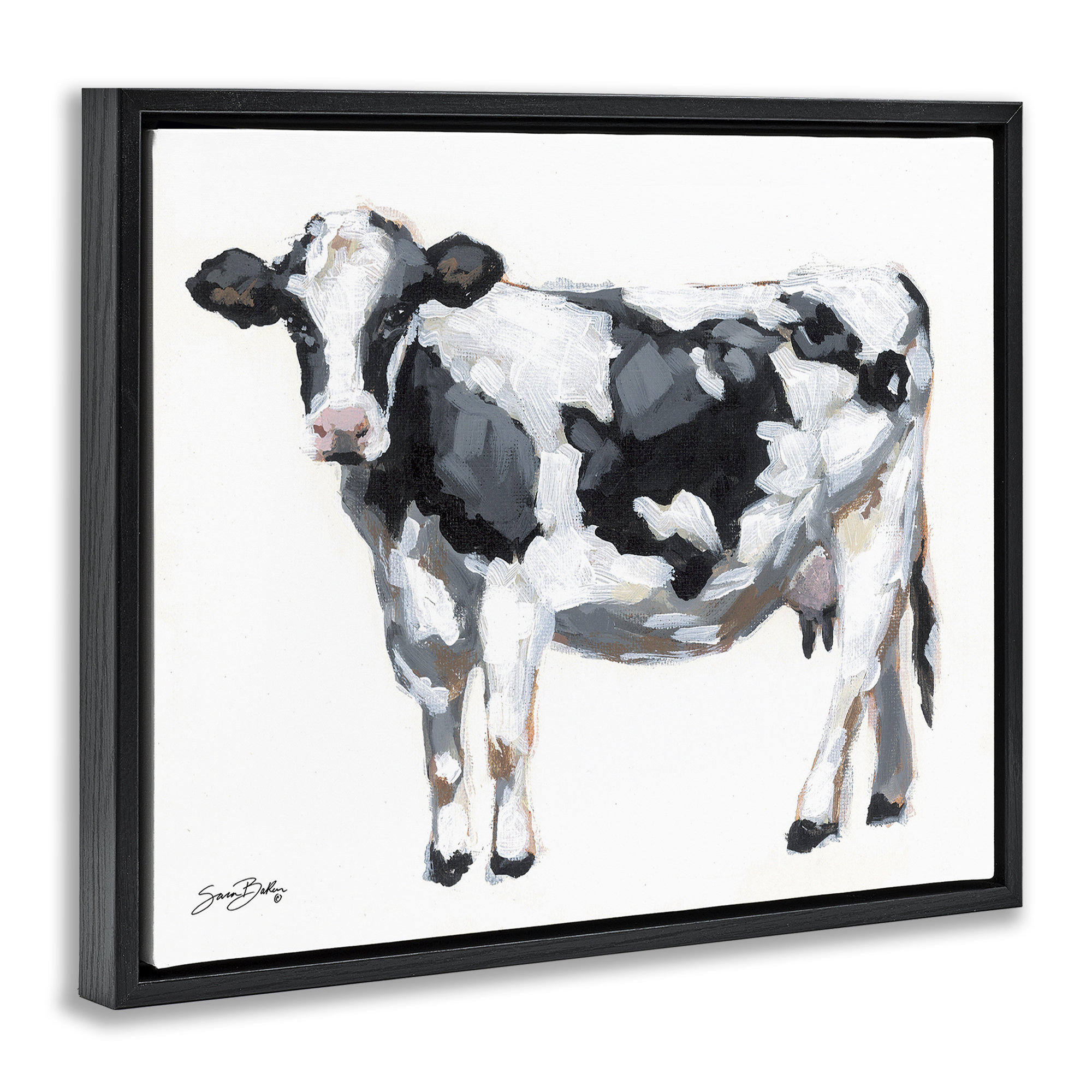 August Grove Dairy Cow on White Floating Frame, design by Sara Baker ...