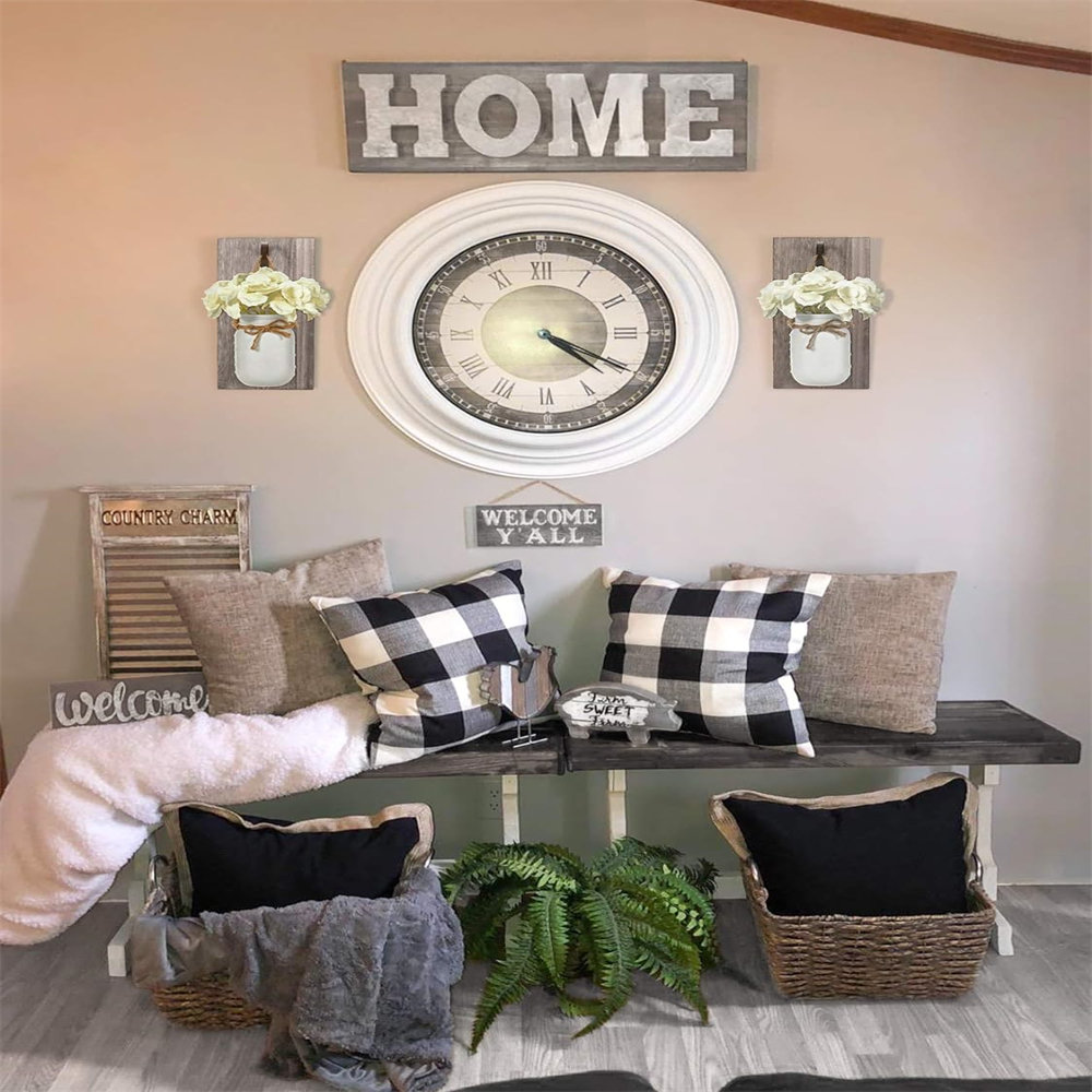 August Grove® Wall Sconces Rustic Sconces Set Of 2 Farmhouse Mason Jars ...