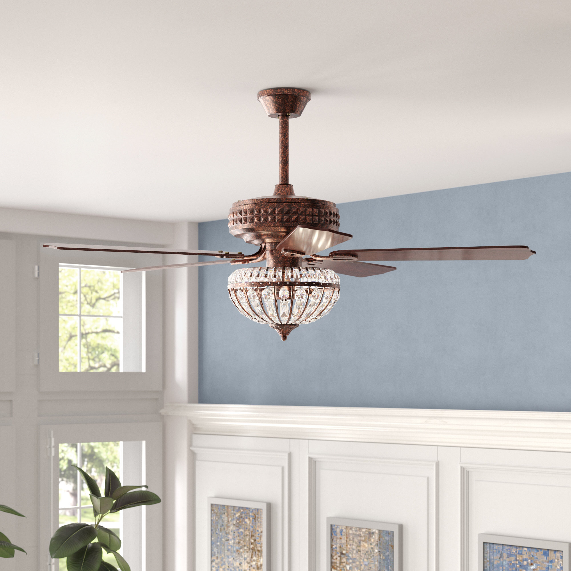 Willa Arlo™ Interiors 52'' Grantham 5 - Blade Crystal Ceiling Fan With ...