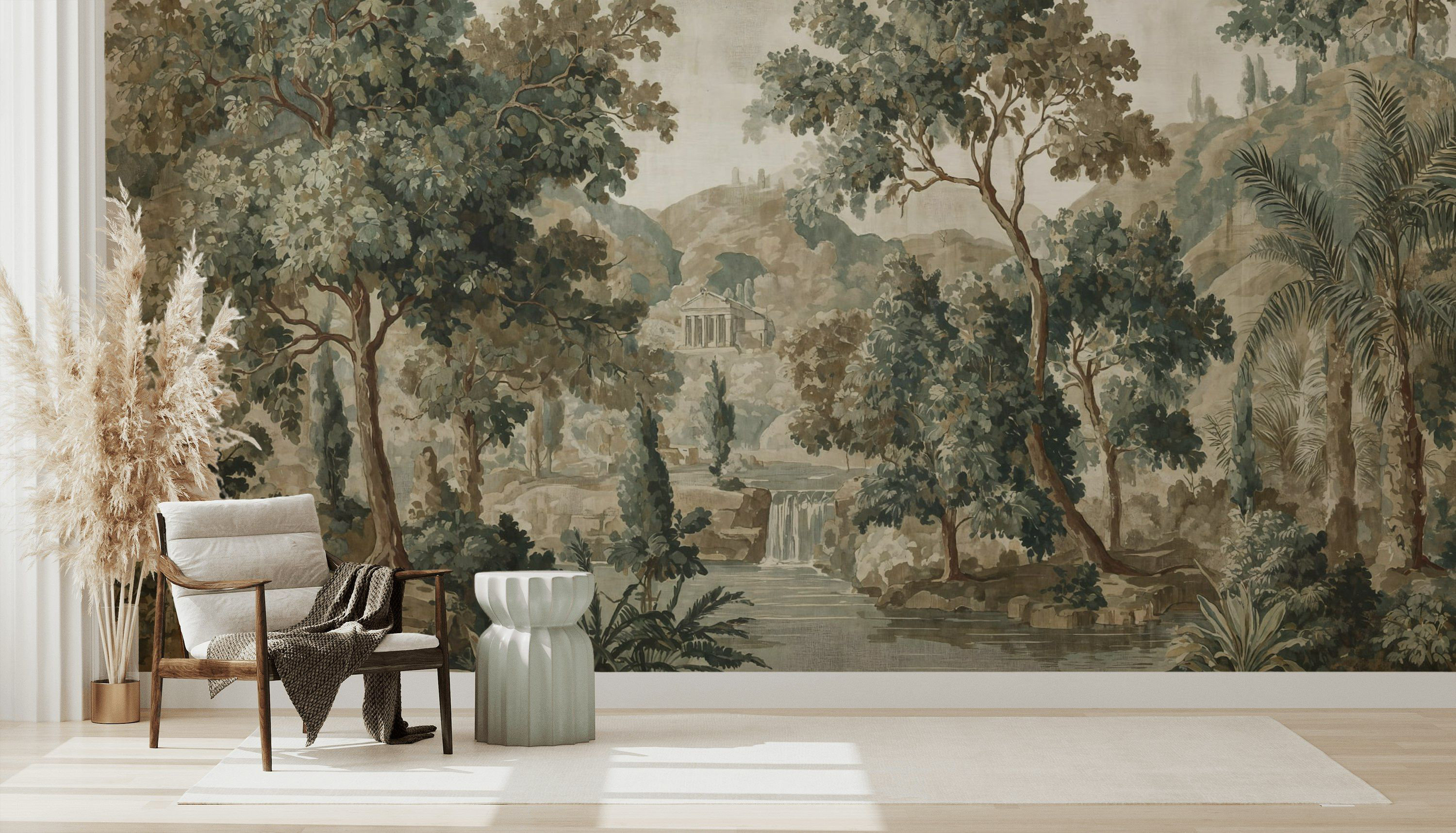 Red Barrel Studio® Neoclassical Landscape Wallpaper Vintage Trees ...