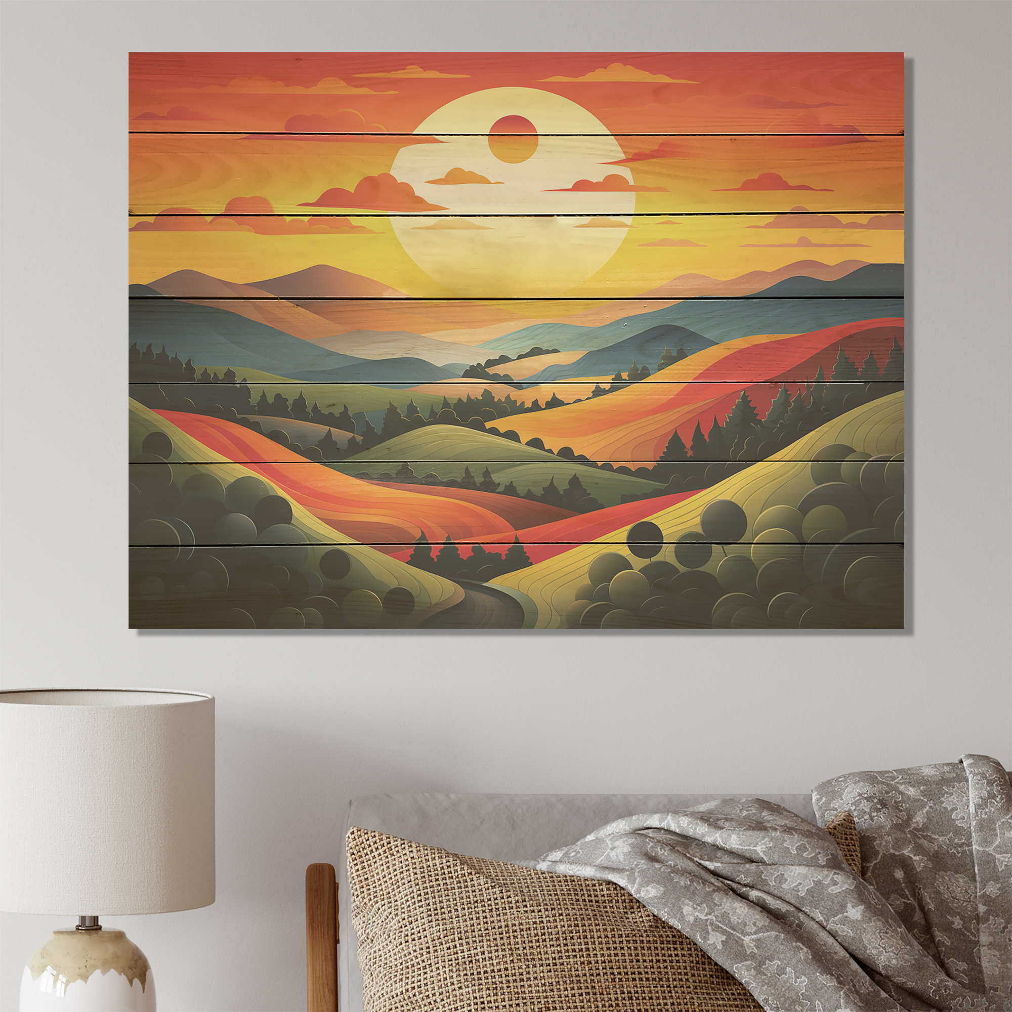Millwood Pines Multicolor Bold Country Side Landscape II - Meadow On ...