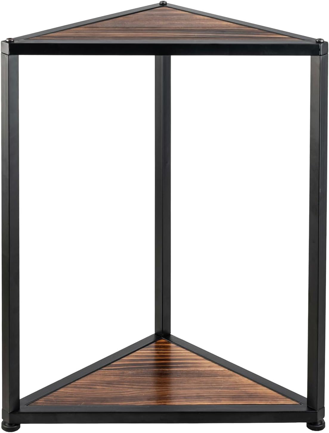 17 Stories 25'' Rustic Burnt Wood & Black Metal Corner Side Table, 2 ...