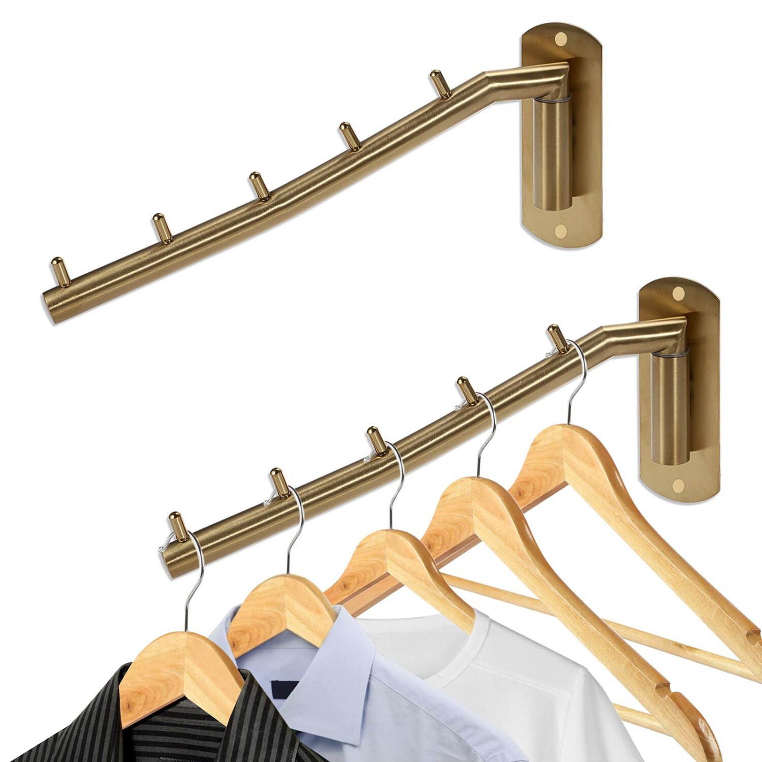 Everly Quinn Stainless Steel Clothes Hanger Rack-Wall Mount Garment ...