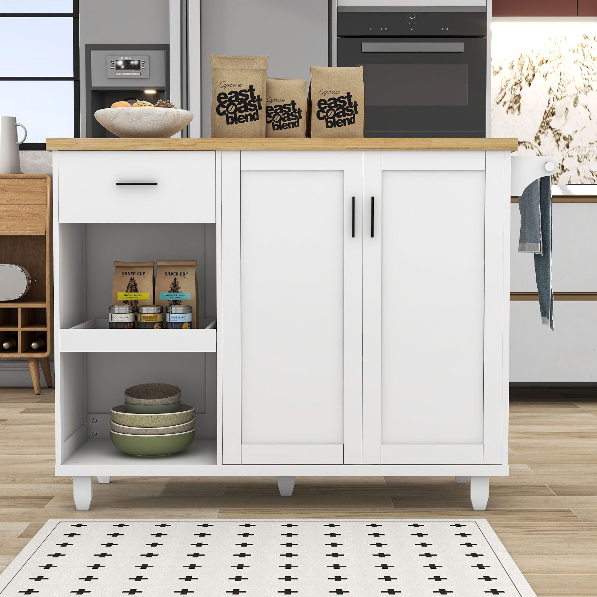 Lark Manor™ Chennelle Wooden Mobile Kitchen Island Cart with Storage ...