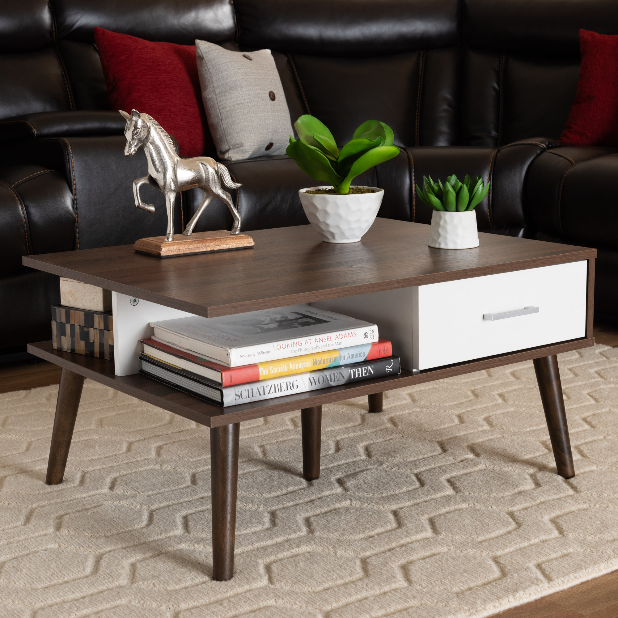 George Oliver Table basse en bois massif avec rangement Lyerly et ...