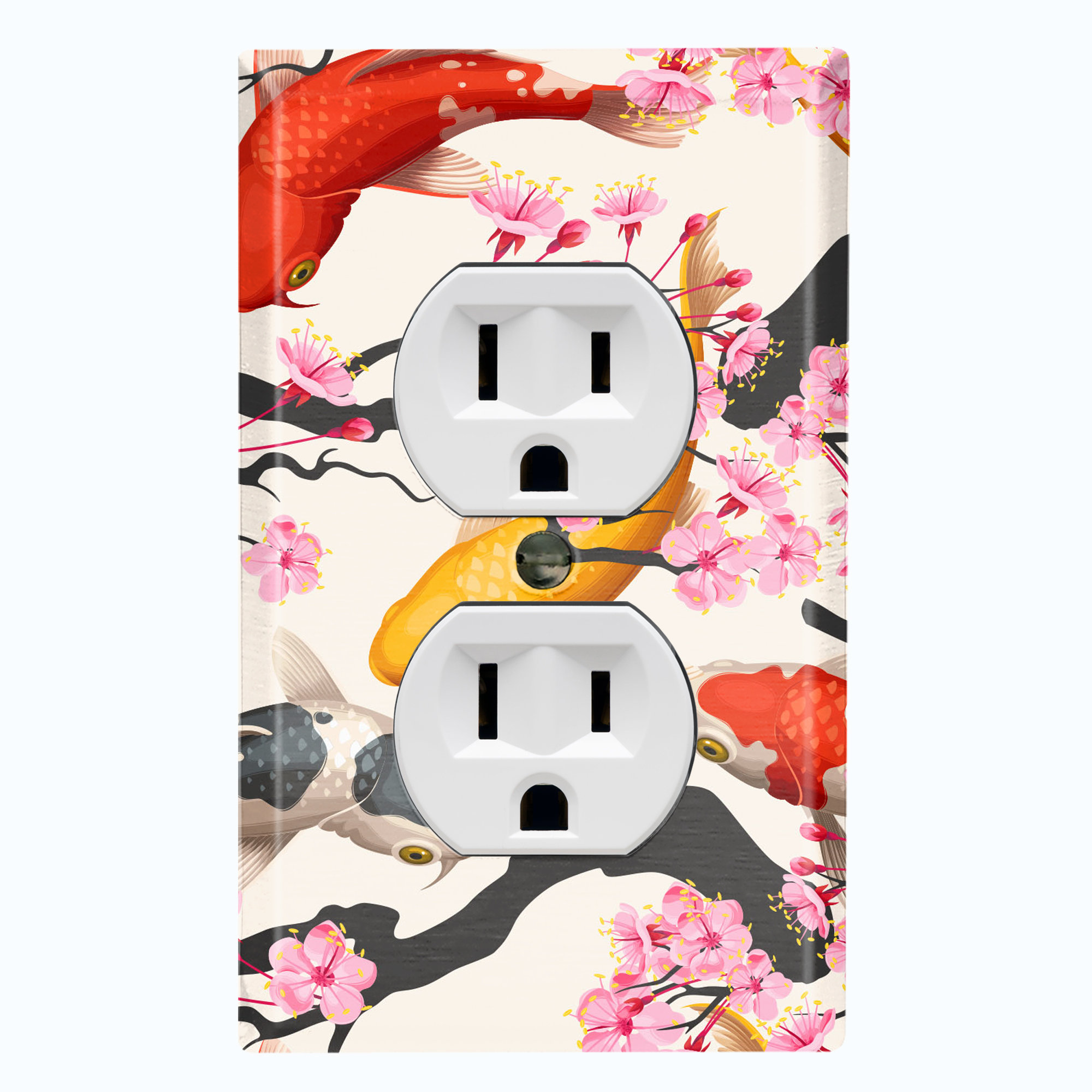 WorldAcc Colorful Koi Fish Sakura Tree Nature Themed 1 - Gang Duplex ...