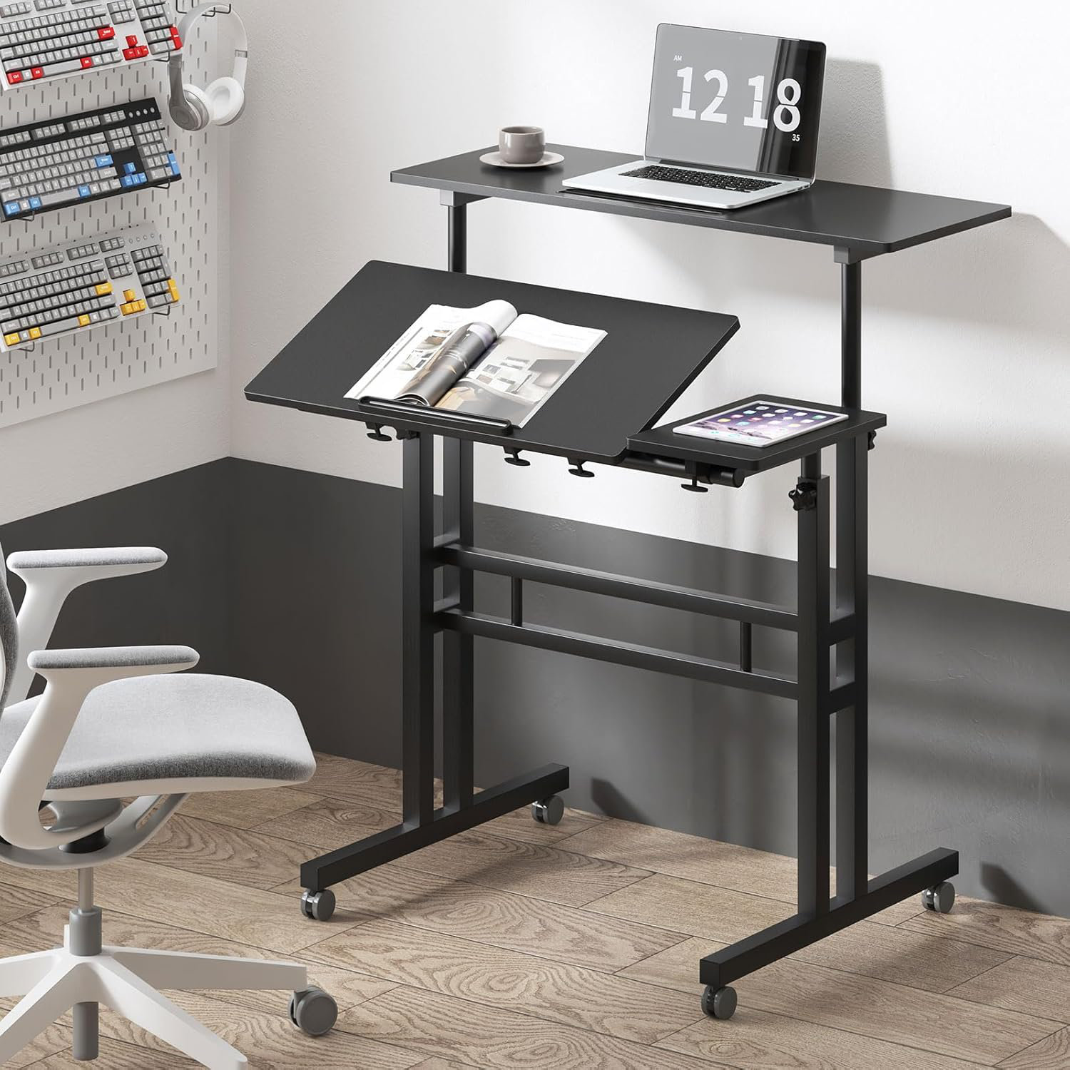 George Oliver Laptop Sit-Stand Desk, Height Adjustable Standing ...