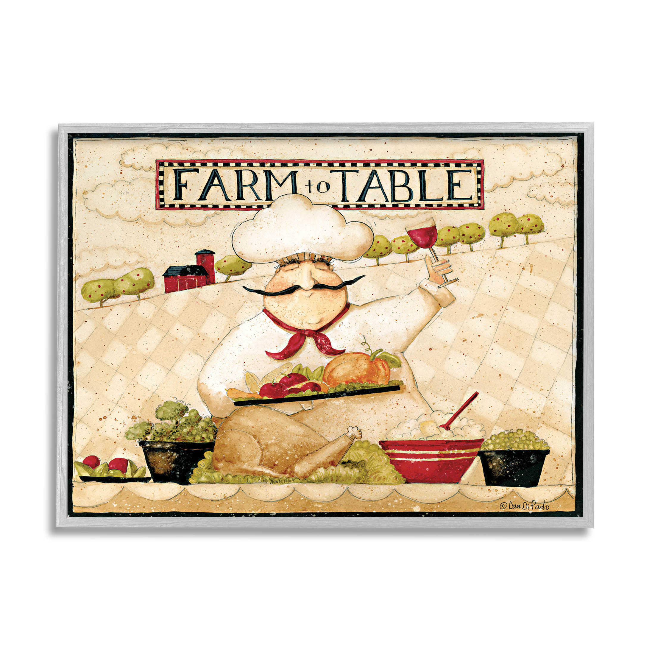Stupell Industries Farm To Table Vintage Chef Meal Framed Giclee Art By ...