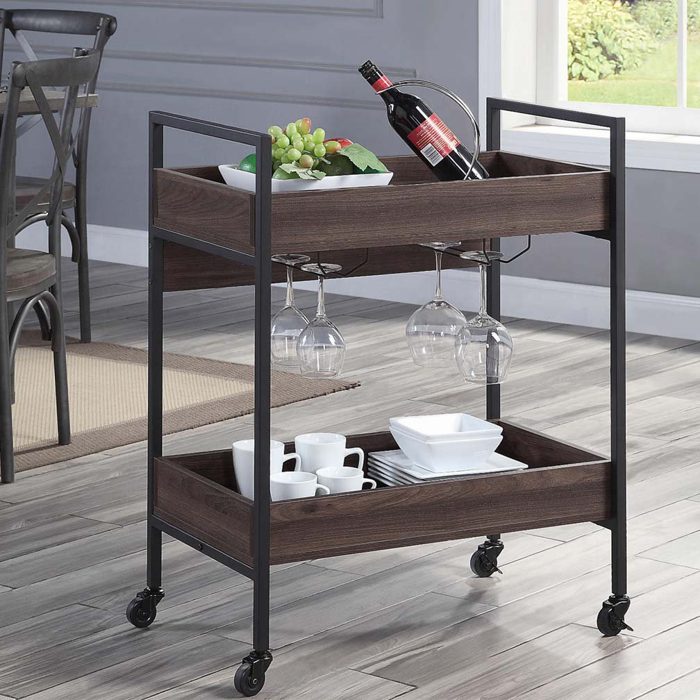17 Stories Rectangular Serving Cart with 2 Tier Shelf - Wayfair Canada