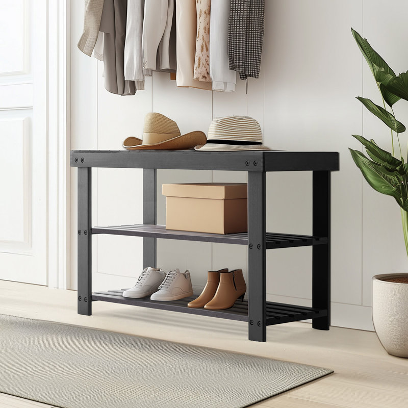 Ebern Designs 3-Tier Shoe Rack Bench, Compact Storage Organizer | Wayfair