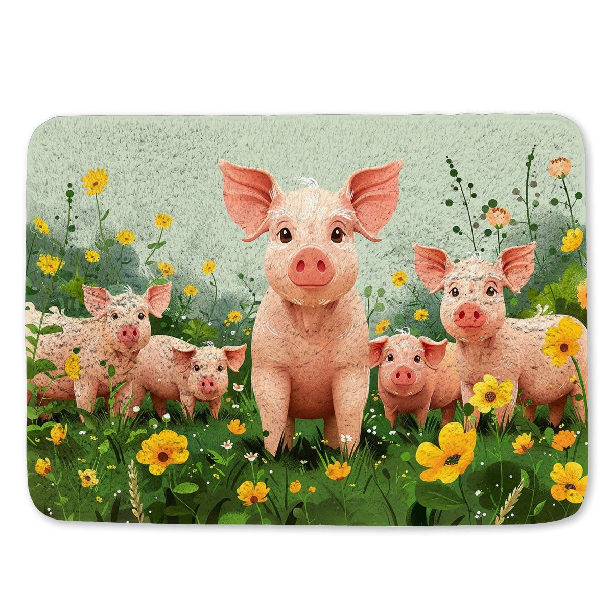 East Urban Home Pigs Bath Mat Animals Bathroom Decor Cute piglets | Wayfair