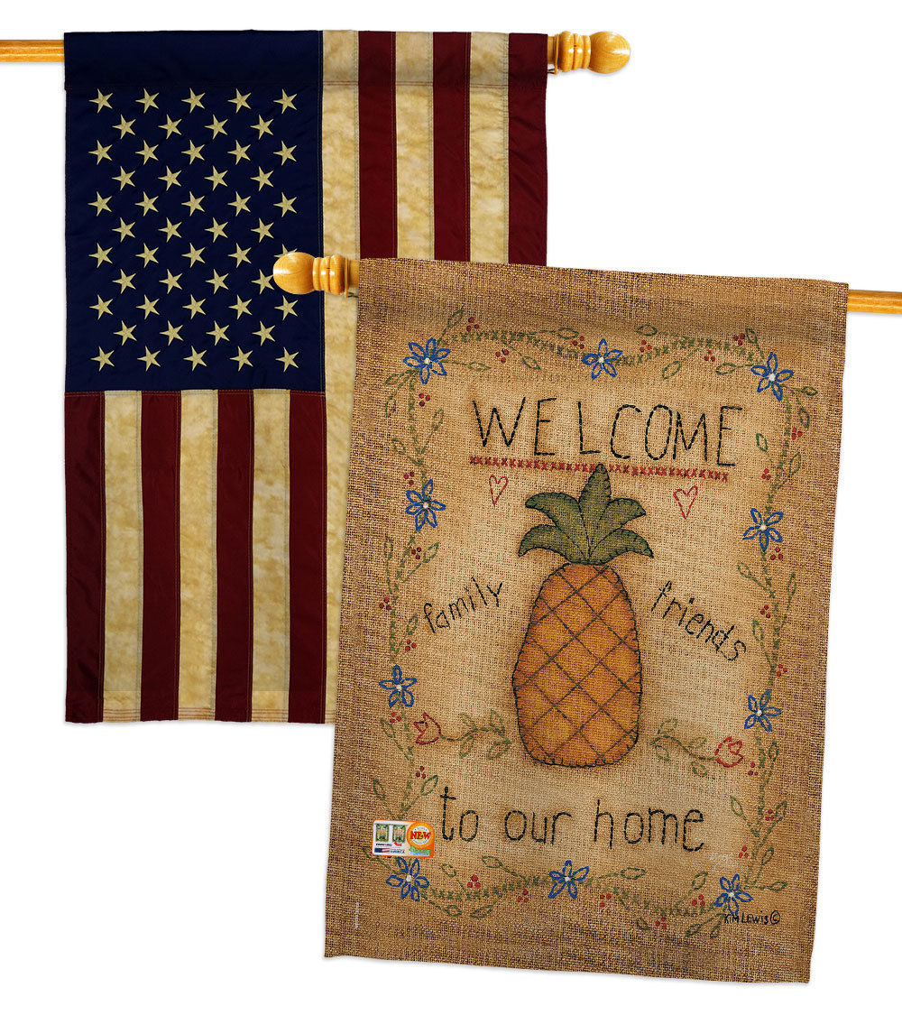 Breeze Decor Drapeau de maison 3 pi 3 po x 2 pi 3 po Welcome Sweet ...