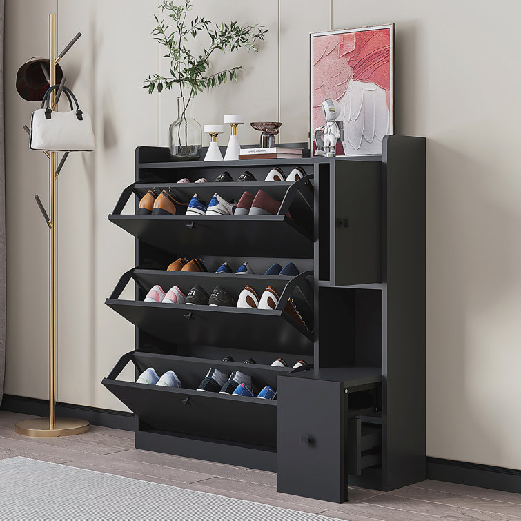 Latitude Run® WO-VF3X85-BAR-45AAB 24 Pair Shoe Storage Cabinet | Wayfair