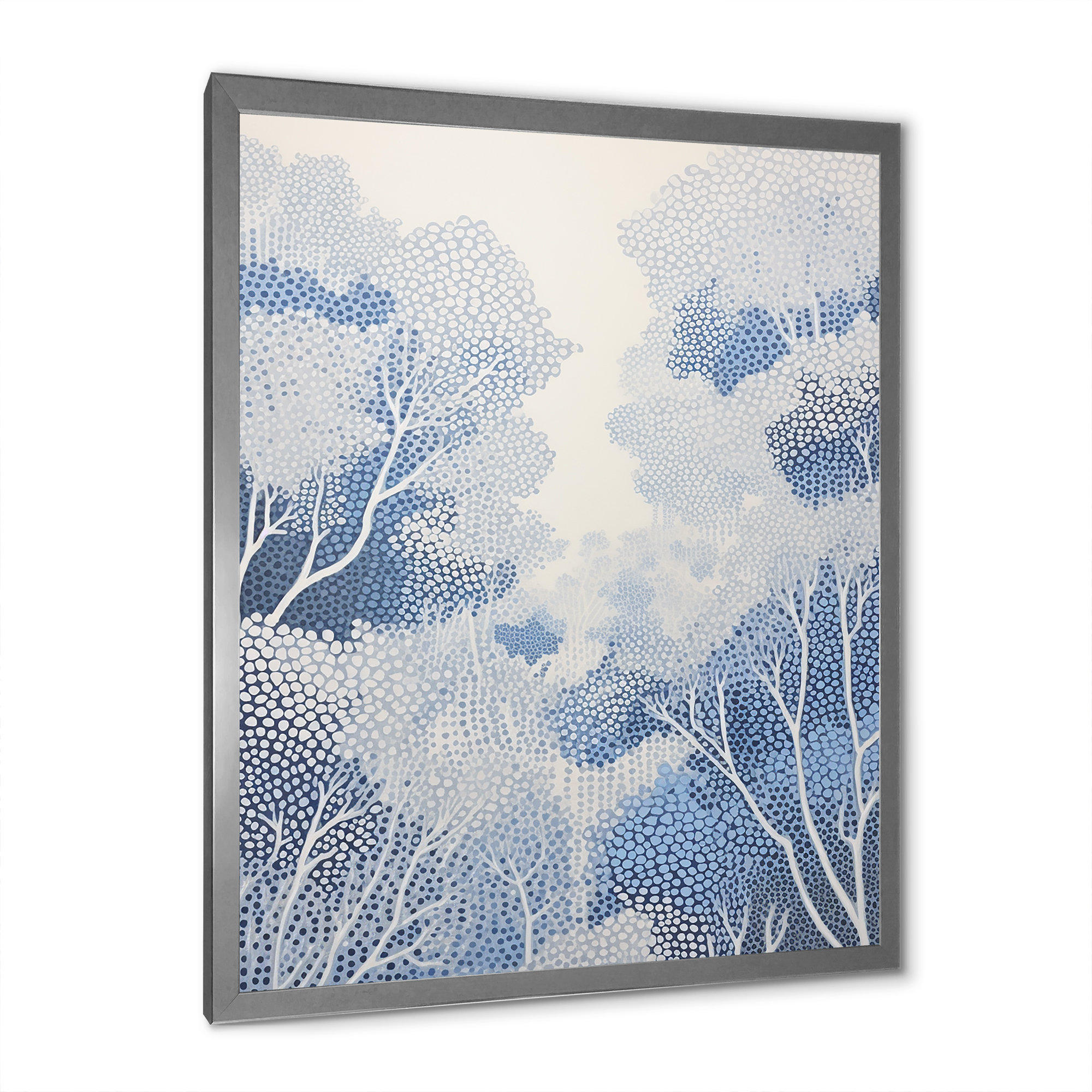 Highland Dunes Monochromatic Blue Coral Trees Collage - Abstract Canvas ...