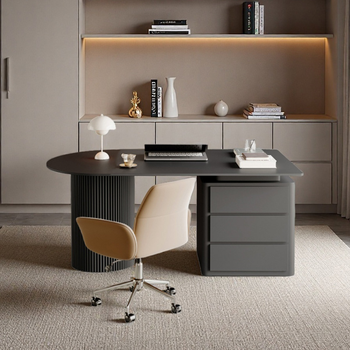 Hokku Designs Granite slab desk - Home office desk with drawers | Wayfair