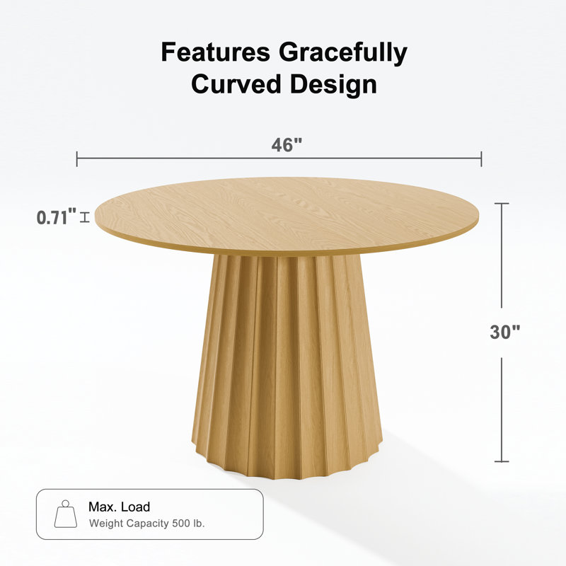 Latitude Run® Solid Wood Dining Table Round Pedestal Kitchen Table ...