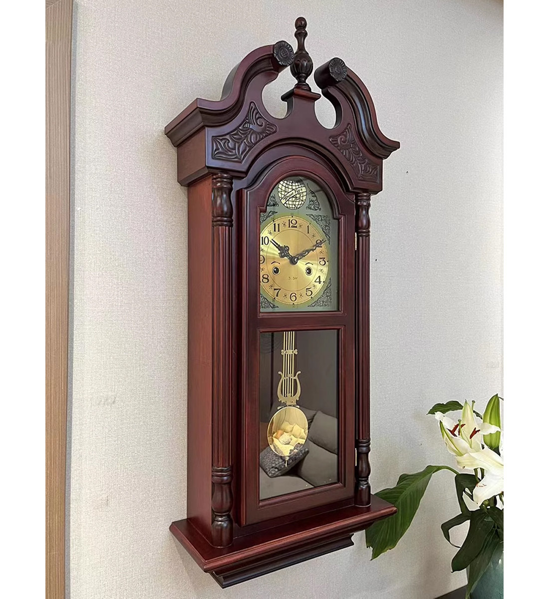 Stella Trek Reddish Brown Solid Wood Free Form Wall Clocks | Wayfair