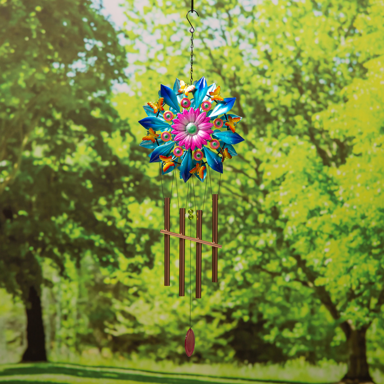 Arlmont & Co. Metal Wind Spinner Wind Chime, Blue Butterflies - Wayfair ...