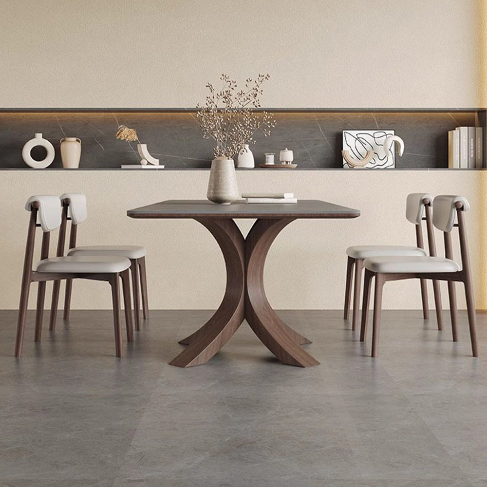 Greyleigh Modern Matte Rock-Plate Dining Table Chair Set Rectangular ...