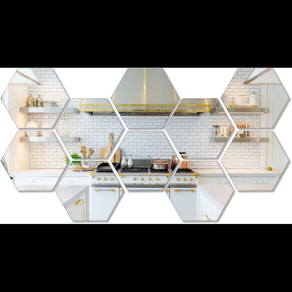 Wrought Studio 10 Pieces Hexagonal Mirror Wall Mirror Glass Mirror ...