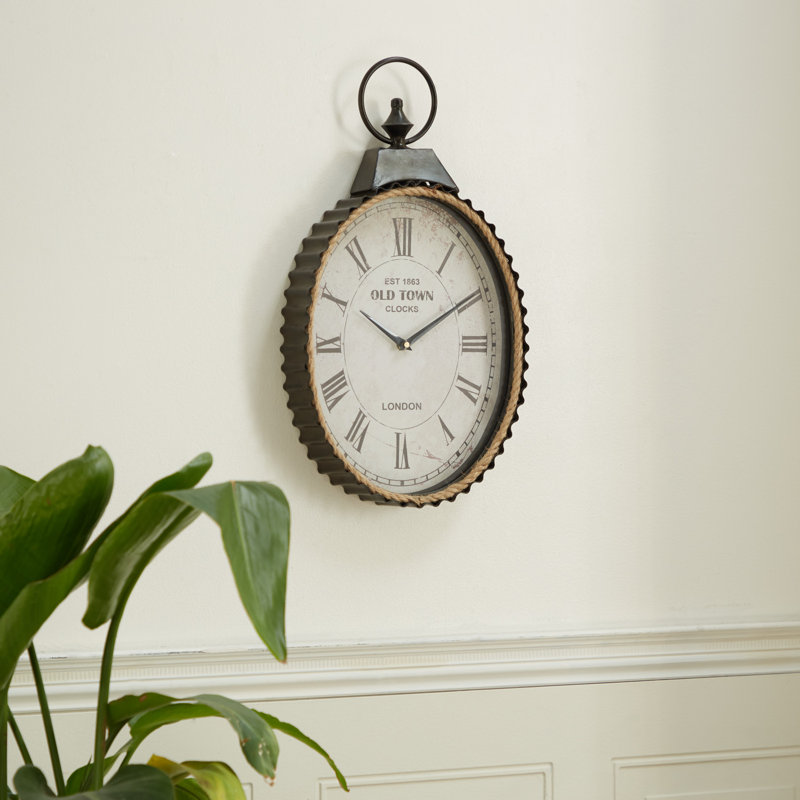 Breakwater Bay Mauney Metal Pocket Watch Style Decorative Black Wall ...