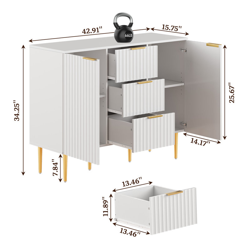 Mercer41 Rishaw 42.91'' Sideboard With 3 Drawers and 2 Doors & Reviews ...