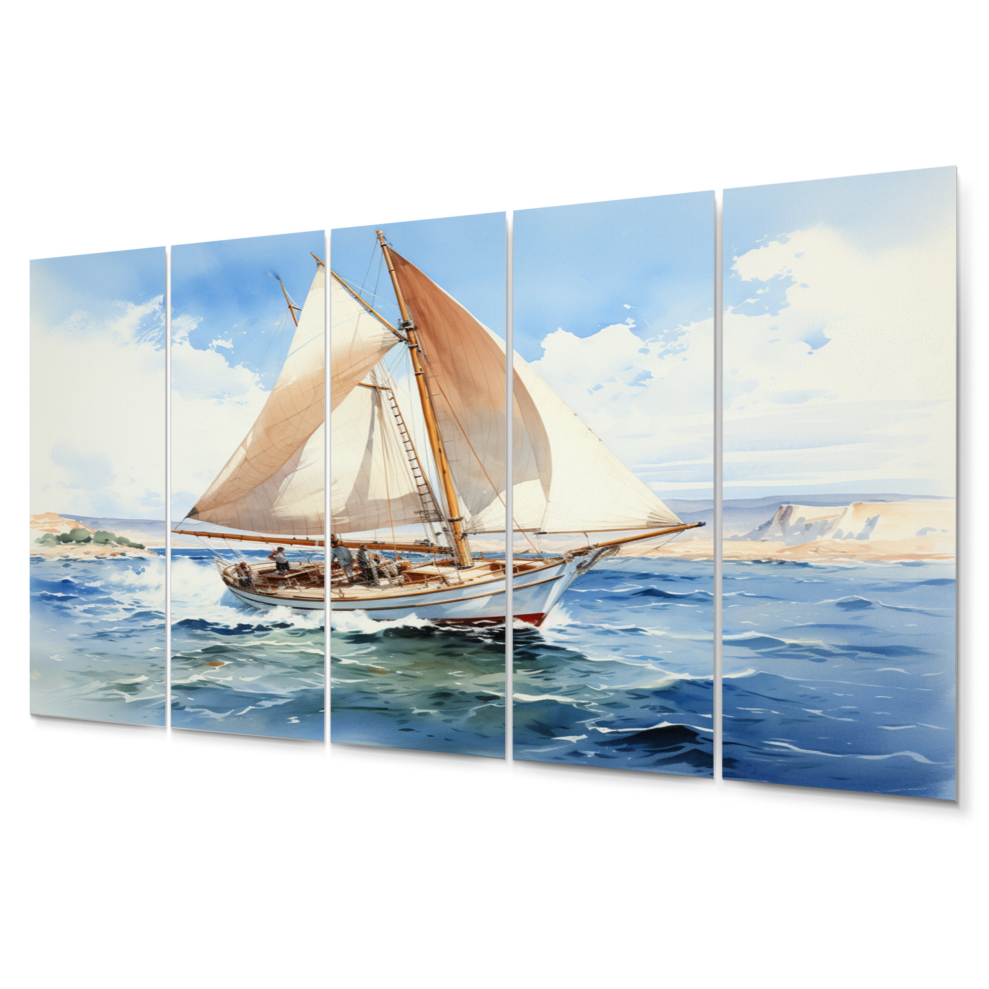 Design Art Sailboat In The Wind III - Coastal Metal Wall Decor Set ...